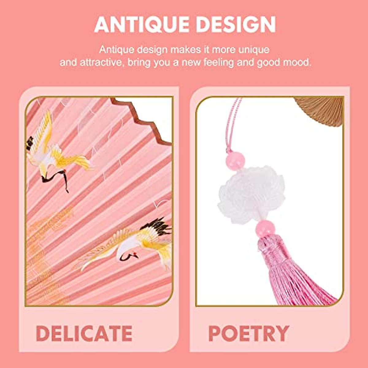 RAZZUM Retro Style Silk Fan Folderable Fan Chinese Style Fan Wall Decoration Costume Collocation Large Wall Decor Fan