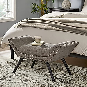 Christopher Knight Home Rosalynn Tufted Fabric Ottoman / Bench, Granite