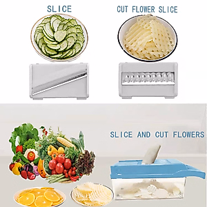 Vegetable Chopper Multifunctional Veggie Chopper,Blue Kitchen Vegetable Slicer Dicer Cutter,Potato Onion Food Chopper with Vegetable Peeler,Hand Guard and Container