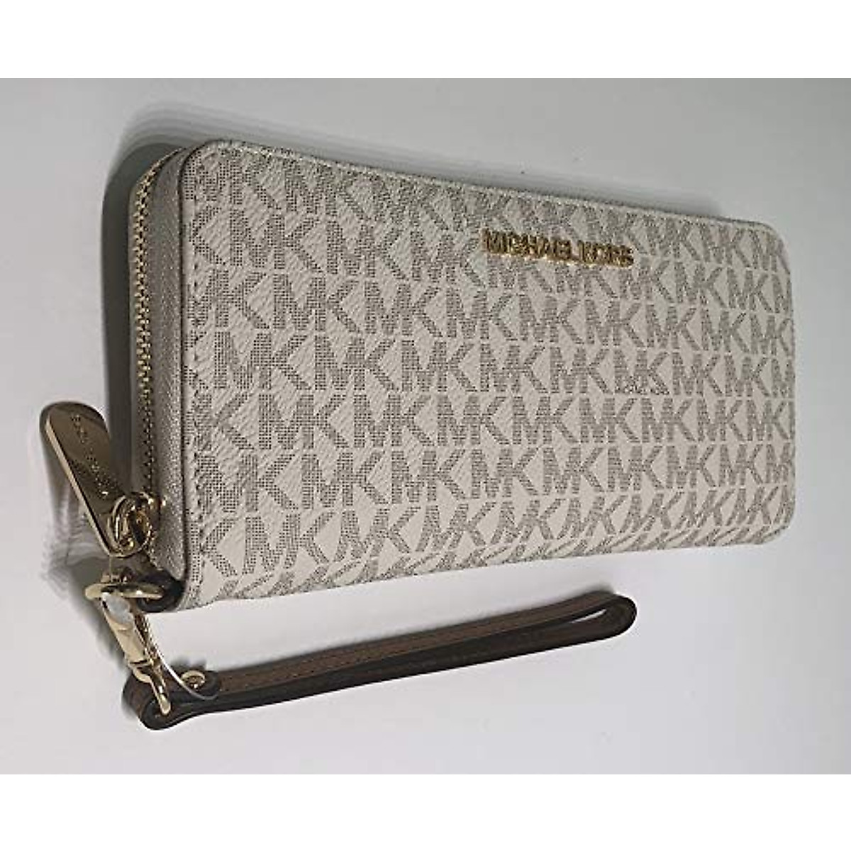 MICHAEL Michael Kors Jet Set Travel Continental Wallet Wristlet (Signature MK Vanilla)