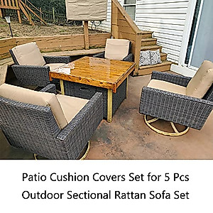 TECOSARA Patio Cushion Covers for 5 Pcs Patio Furniture Sets, 10 Covers Outdoor Cushion Covers for Seat and Back, Water Repellent Outside Cushion Covers Taupe
