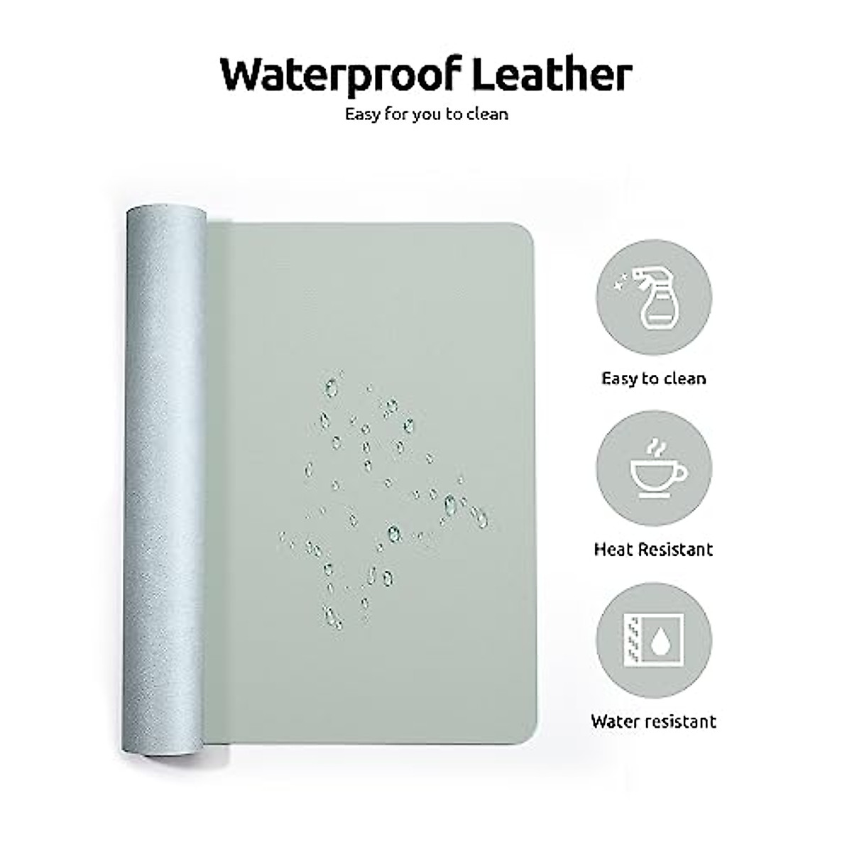 YSAGi Leather Desk Pad Protector, Office Desk Mat, Large Mouse Pad, Non-Slip PU Leather Desk Blotter, Laptop Desk Pad, Waterproof Desk Writing Pad for Office and Home (23.6" x 13.8", Grayish Green)