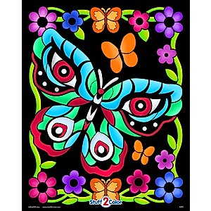 Butterfly Fun Fuzzy Velvet Coloring Poster - All Ages Coloring for Kids, Toddlers, Teens, and Adults (Great for Arts and Crafts Coloring Time, After School, or as a Family Activity)