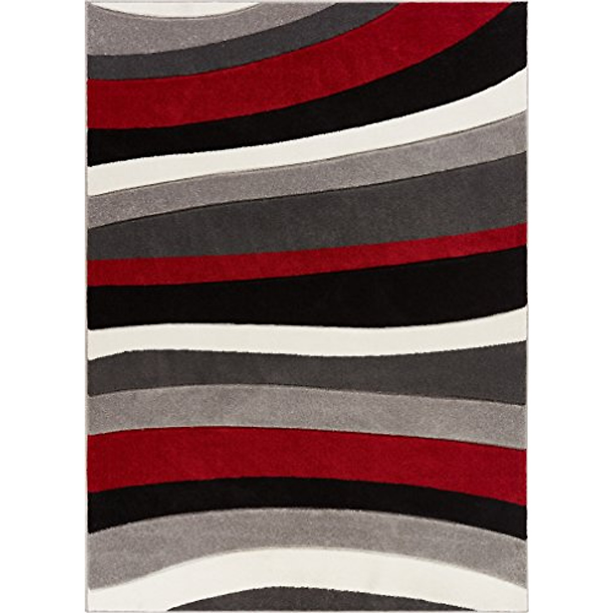Well Woven Red Rad Waves Modern Geometric Stripes 7'10" x 9'10" Area Rug