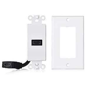 Cable Matters 2-Pack 1-Port HDMI Wall Plate in White (4K UHD, ARC, and Ethernet pass-thru support)