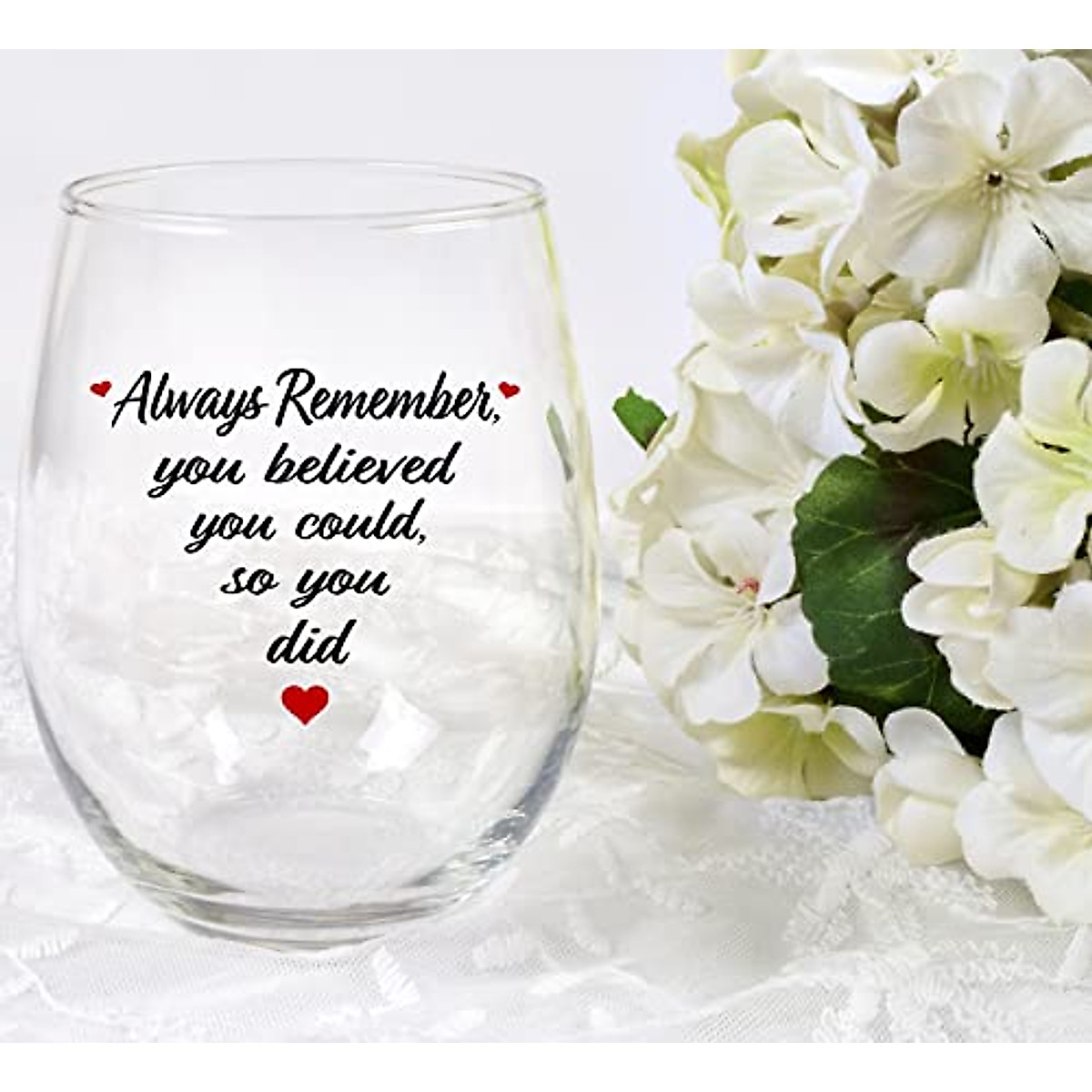 Always Remember Wine Glass - College Graduation Gifts For Her, Congratulations Gift For Women, 2022 Congrats Graduate Gift For Nurse, Doctor, Teacher, Grad Student - Unique New Job, Promotion Present