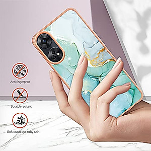 Dinglijia for Oppo Reno8 T 4G(Not 5G) Phone Case, Soft TPU + IMD Marble Pattern Slim Design Enhanced Camera and Screen Protection Girls and Women Case for Oppo Reno8 T 4G YBBK Green A