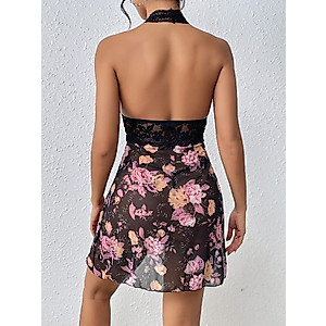 Avidlove Womens Lingerie Halter Lace Babydoll Mesh Sexy Lingerie Set Nightwear