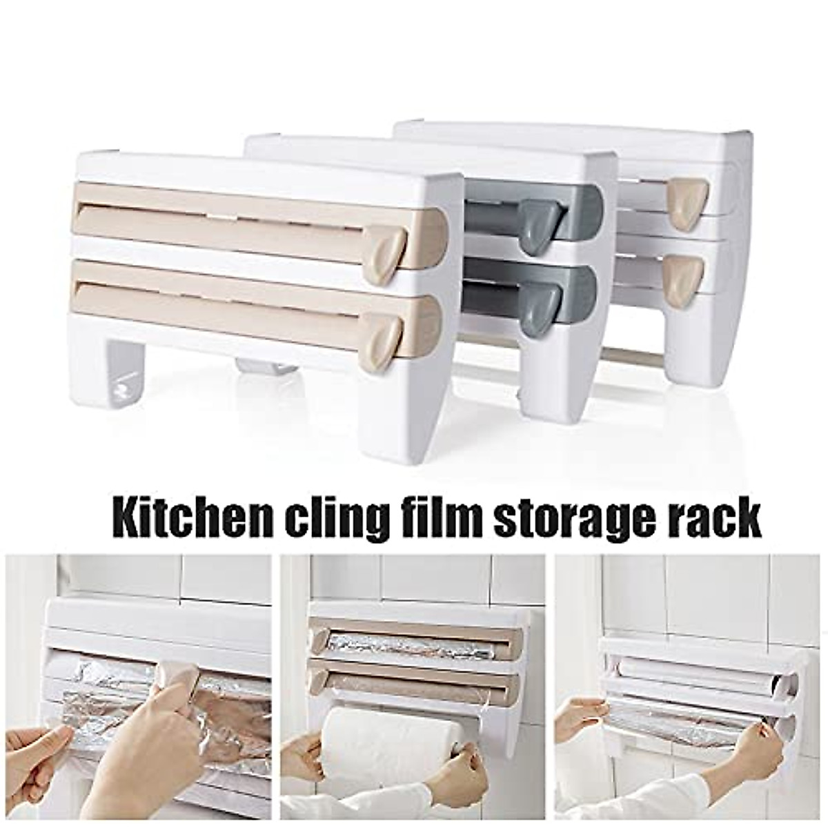 Multifunction Film Storage Rack Nail Free Plastic Refrigerator Cling Film Storage Rack Shelf Wall Hanging Kitchen