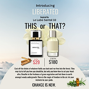 LIBERATED | Inspired by LLBO SANTAL 33 | Pheromone Perfume Cologne for Men and Women | Extrait De Parfum | Long Lasting Dupe Clone Essential Oil Fragrance | Perfume De Hombre Mujer