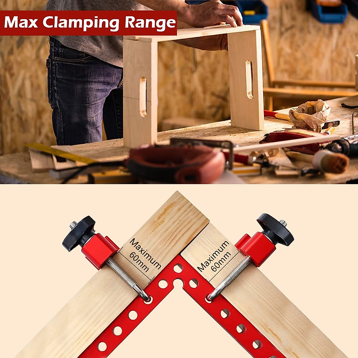 Corner Clamps for Woodworking, 90 Degree Clamp 5.5"x5.5"(14x14cm) Corner Clamp Aluminum-Alloy Right Angle Wood Clamps, Carpenter Square Woodworking Tools for Picture Frame Box Cabinets Drawers (2Pack)