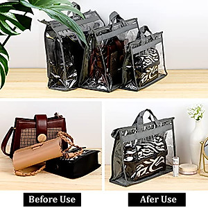 Shappy 10 Pieces Handbag Storage with 2 Pieces Hangers Clear Purse Organizer Dust Cover Organizer Bags for Closet Handbag Wallet Closet Storage Bag with Zipper and Handle (Grey)