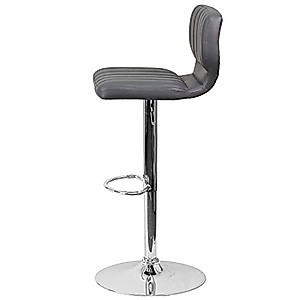 KLS Modern Barstools Adjustable Hydraulic 360 Degree Swivel Stable Steel Frame Padded Vinyl Cushion Low Back Seat Design Dining Chair Pub Stool (1) Grey # 1969