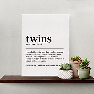 Twins Definition a Pair of Siblings Canvas Wall Art Poster Print Gift, Twin Nursery Painting Ready to Hang Home Decor (11.5" x 15")