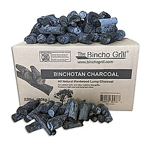 The Bincho Grill Binchotan Charcoal for Japanese BBQ. Natural Hardwood High-Grade for Yakitori and All Types of Charcoal Grills. (22 lbs / 10 kg)