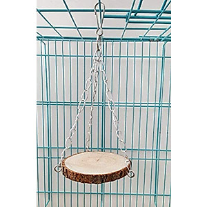 Hamster Wood Hammock Parrot Swing Toys Bird Perch Hamster Squirrel Wood Hanging Cage Chain Decoration
