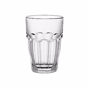 Bormioli Rocco Rock Bar Stackable Beverage, Set Of 6 Dishwasher Safe Drinking Glasses For Soda, Juice, Milk, Coke, Beer, Spirits – 12.5oz Durable Tempered Glass Water Tumblers For Daily Use