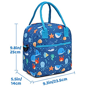 VASCHY Lunch Box Bag for Kids, Insulated Lightweight Lunch Tote for Children Boys and Girls School Daycare Kindergarten Ocean