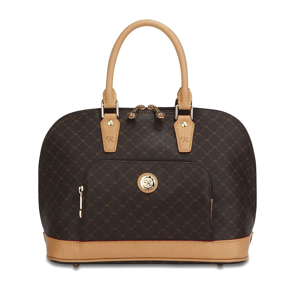 Rioni Designer Handbags & Luggage Signature Brown Dome Handle Bag