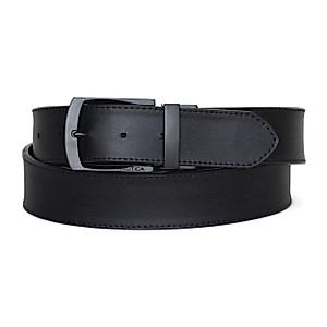 Nautica Men Reversible Casual and Dress Belts with Metal Buckle, Signature Logo-Black Ribbon/Leather, 34"