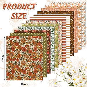 Whaline 12Pcs Boho Spring Cotton Fabric Bundles Watercolor Floral Greenery Fat Quarters Retro Garden Quilting Patchwork for DIY Handmade Crafting, 18 x 22 Inch