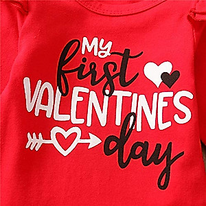 Aoty Toddler Baby Girls Valentine's Day Outfits Suspender Skirt Love Heart Print Skirt (Red Heat, 0-3 Months)