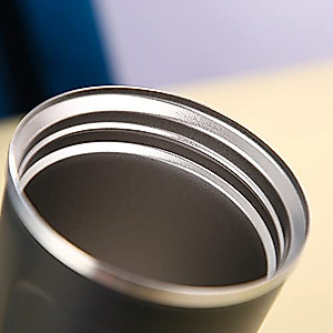 UIRIO 13oz Coffee Travel Mug - Stainless Steel Vacuum Insulated Tumbler - Reusable Smoothie Cup Leak Proof with Lid for Hot & Iced Coffee, Bubble Tea, Beer, Juice (Black)