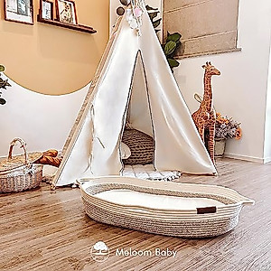 meloom Baby Changing Basket with Pads and Safety Belt, Thick Foam Pad with Wipeable Water-Resistant Pad Cover, Moses Basket Changing Table Topper Changing Pad