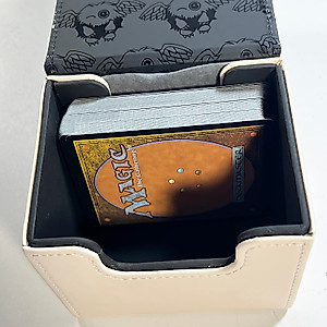 BlackLotos Leather Card Sotrage Box Magnetic Trading Card Collection Box Fit 100+ Double Sleeved YGO Cards for Collectible Cards Deck Playing Card Box (Purple)