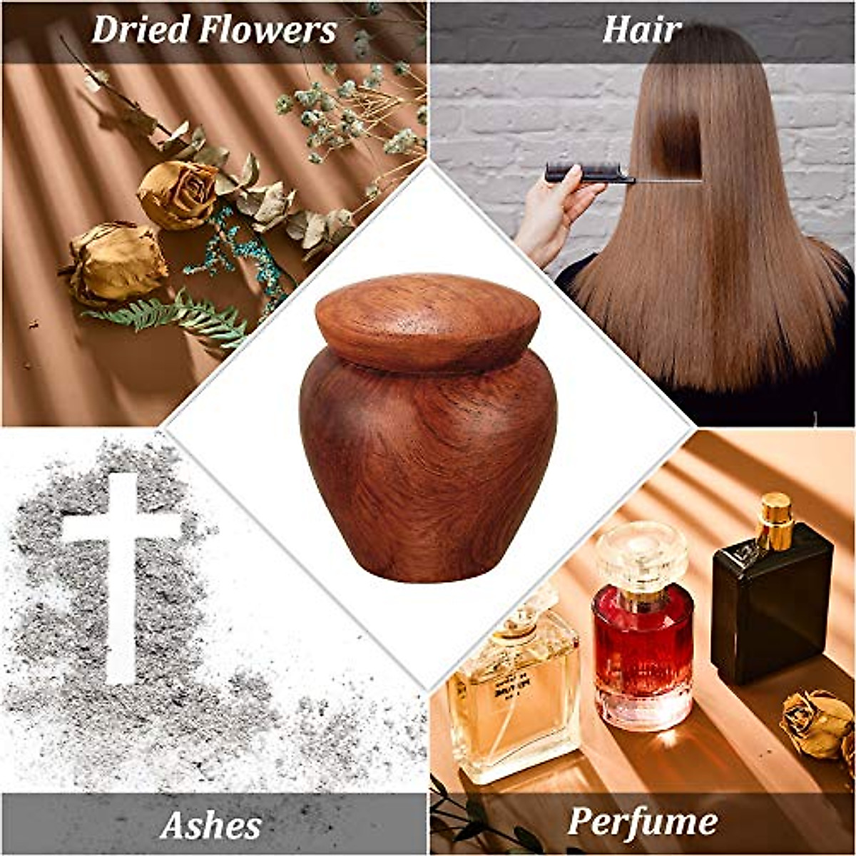 2 Pcs Mini Keepsake Cremation Urn Wood Grain for PET or Human Ashes, Sharing Personal Funeral for Human