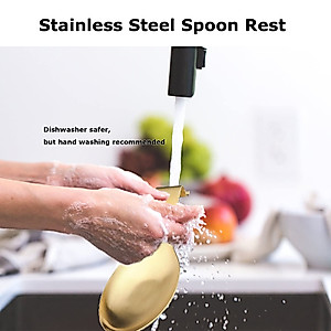 Stainless Steel Spoon Rest, VOJACO Gold Spoon Rest for Kitchen Counter Stove Top, Spatula Ladle Spoon Cooking Utensils Holder, Gold Kitchen Accessories, Dishwasher Safe