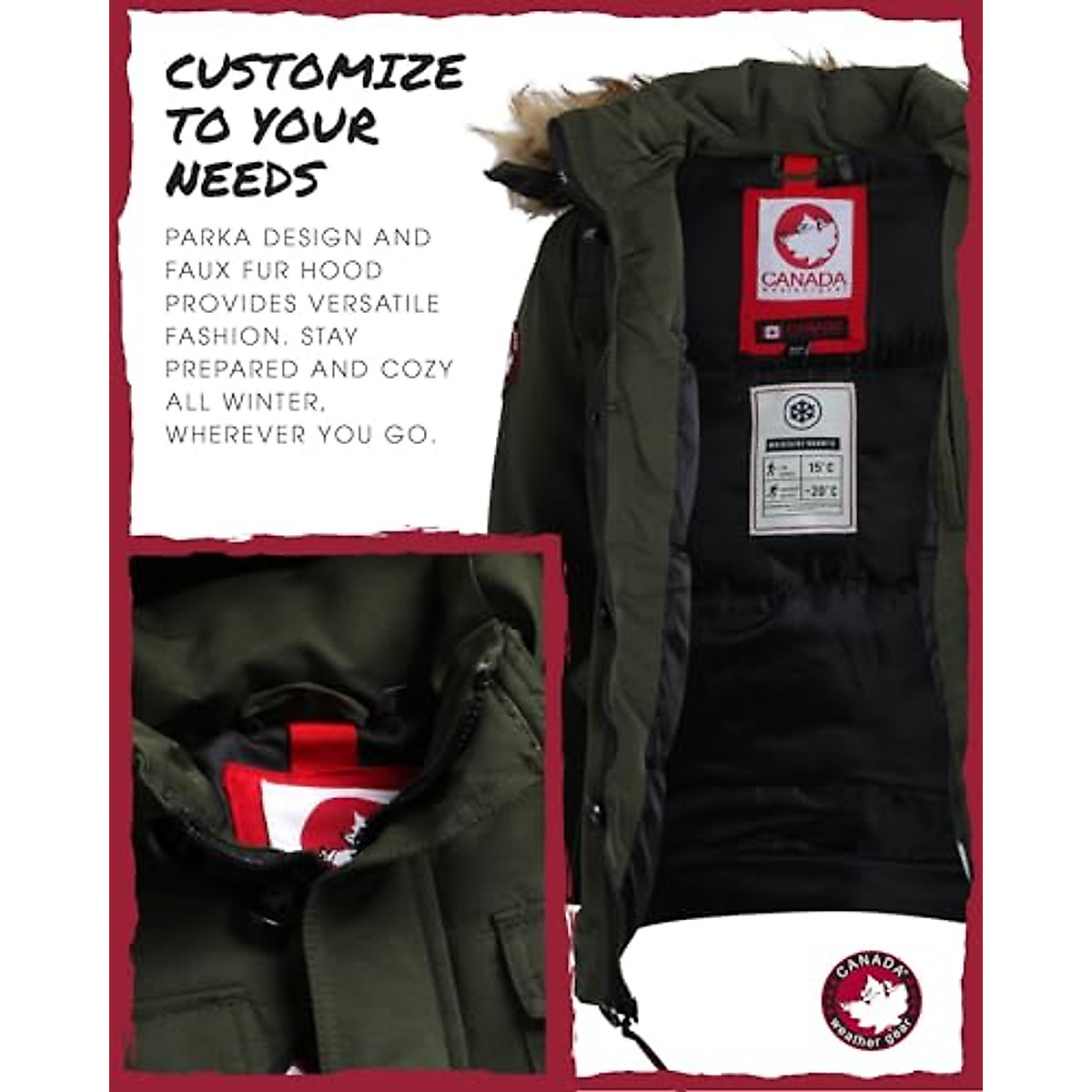 CANADA WEATHER GEAR Boys' Winter Jacket - Heavyweight Teflon Canvas Parka Coat – Winter Ski Jacket (Size: 8-20), Size 18-20, Olive Green