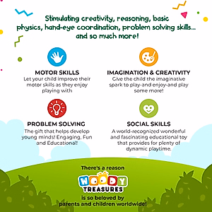 woody treasures Wooden Toys - Noah's Ark Toy (Educational & Development Toys, Great Gift for Girls and Boys)