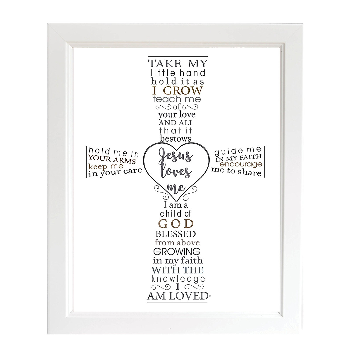 Jesus Loves Me Frame for Baby's Baptism, Dedication or Christening - Made in USA Frame - Gift for Granddaughter/Grandson/Godson/Goddaughter on Christening, Baptism, Dedication (White - Regular)
