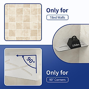 Bernkot Corner Shower Shelf 12" Brushed 304 Stainless Steel Quadrilateral Corner Shelves Recessed Bathroom Storage Shampoo Holder Organizer Kitchen Shelf Rack 2 Pack, No Drilling Needed