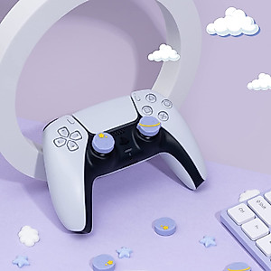 GeekShare Cute Thumb Grip Caps for PlayStation 5 Controller, Thumbsticks Cover Set Compatible with Switch Pro Controller and PS4 PS5 Controller, 4 Pcs - Happy Planet