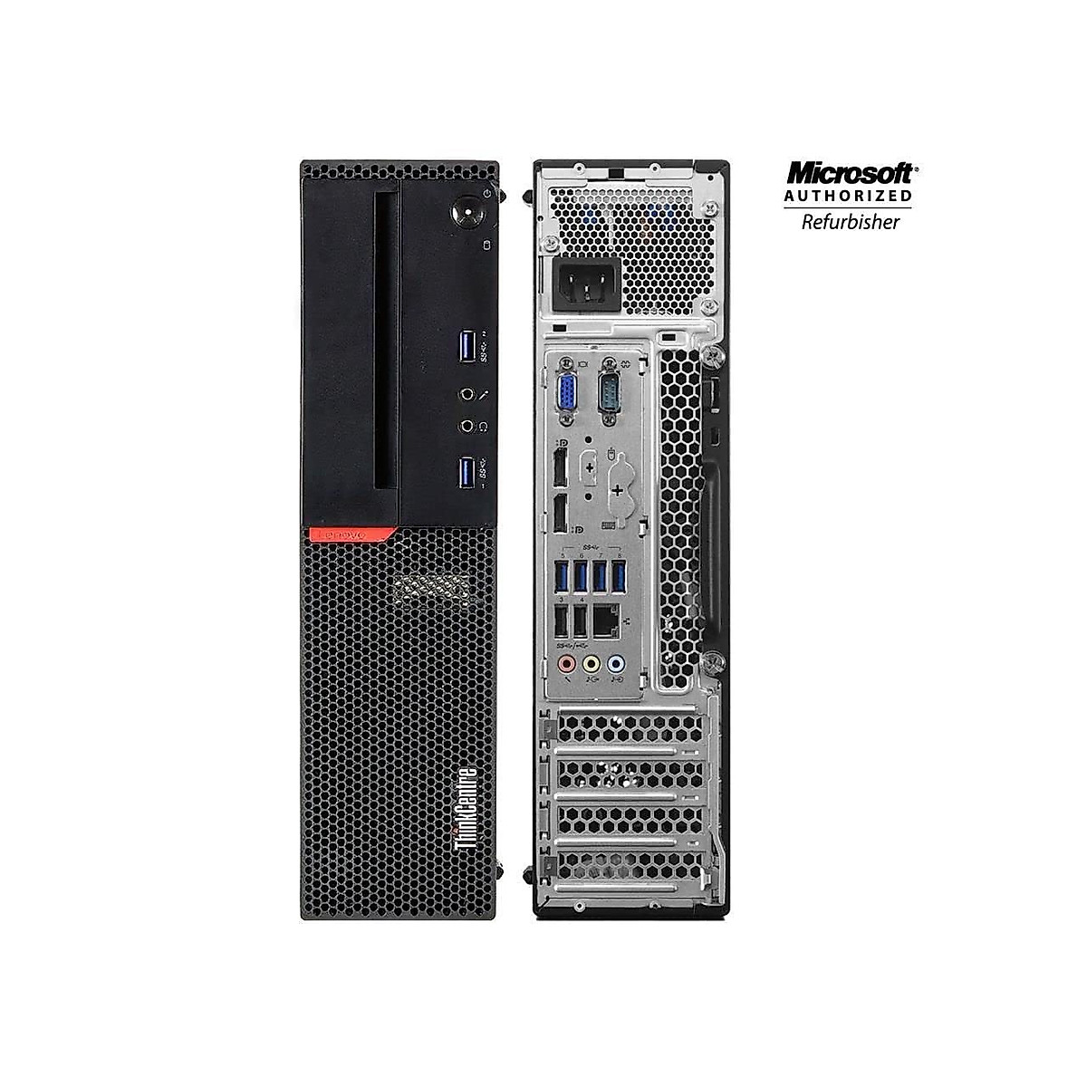 Lenovo M800 SFF Computer Desktop PC, Intel Core i5 6500 3.2GHz, 16GB RAM 128GB SSD 2TB HDD, Built-in WiFi BT, Wireless Keyboard Mouse,Dual 24 Inch Monitors (Renewed)
