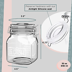 Le Dish Wide Mouth Mason Jar 32 oz | Homemade Mayonnaise Jar with Recipe - Airtight 32 oz Mason Jar with Lid - Large Glass Jar Wide Mouth for Mayonnaise, Canning, Fermenting & Pickling