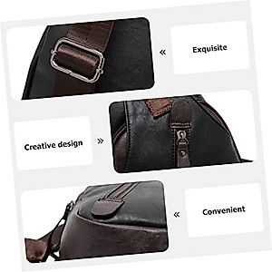 VANZACK Men's Backpack Leather Crossbody Bags Leather Fanny Pack Leather Crossbody Bags for Men Crossbody Bag for Boys Backpack Sling Bag Multipurpose Sling Bag Black Pu Fabric Suspenders