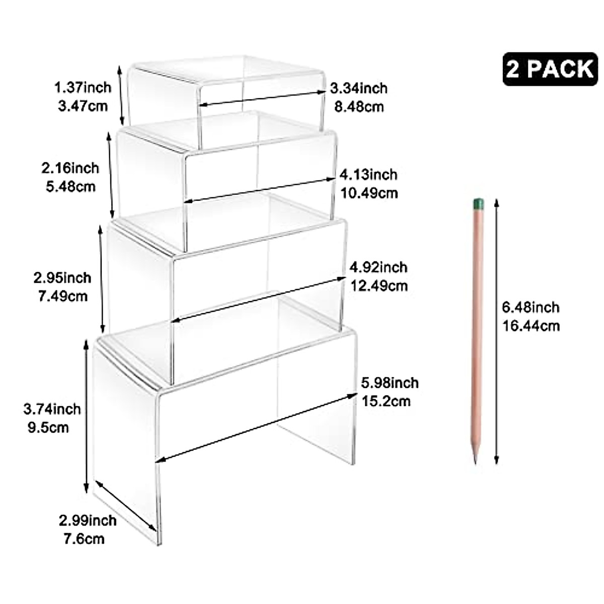 8Pcs Acrylic Display Risers(6",5",4"3") Clear Product Stand,Cupcakes Holder Dessert Display Transparent Showcase Stands, Candy Bar Risers, Acrylic Lifts Display for Figures