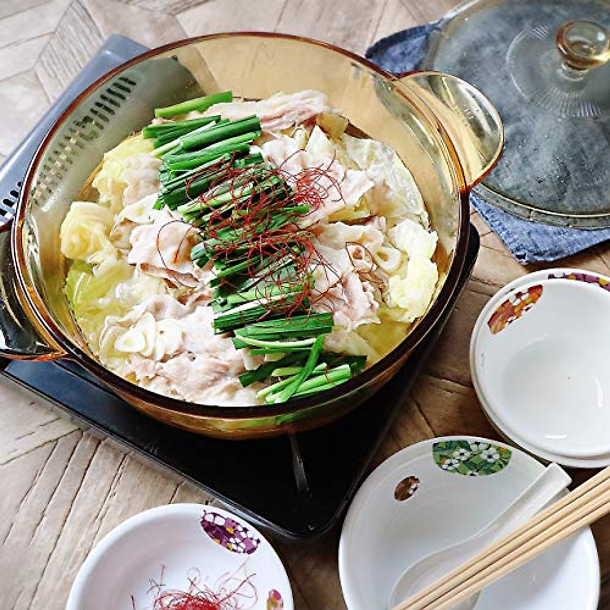 PEARL METAL VISIONS CP-8721 Tabletop Pot, 9.4 inches (24 cm), Heat Resistant Glass, Microwave Safe, Oven Safe, Dishwasher Safe, See Inside