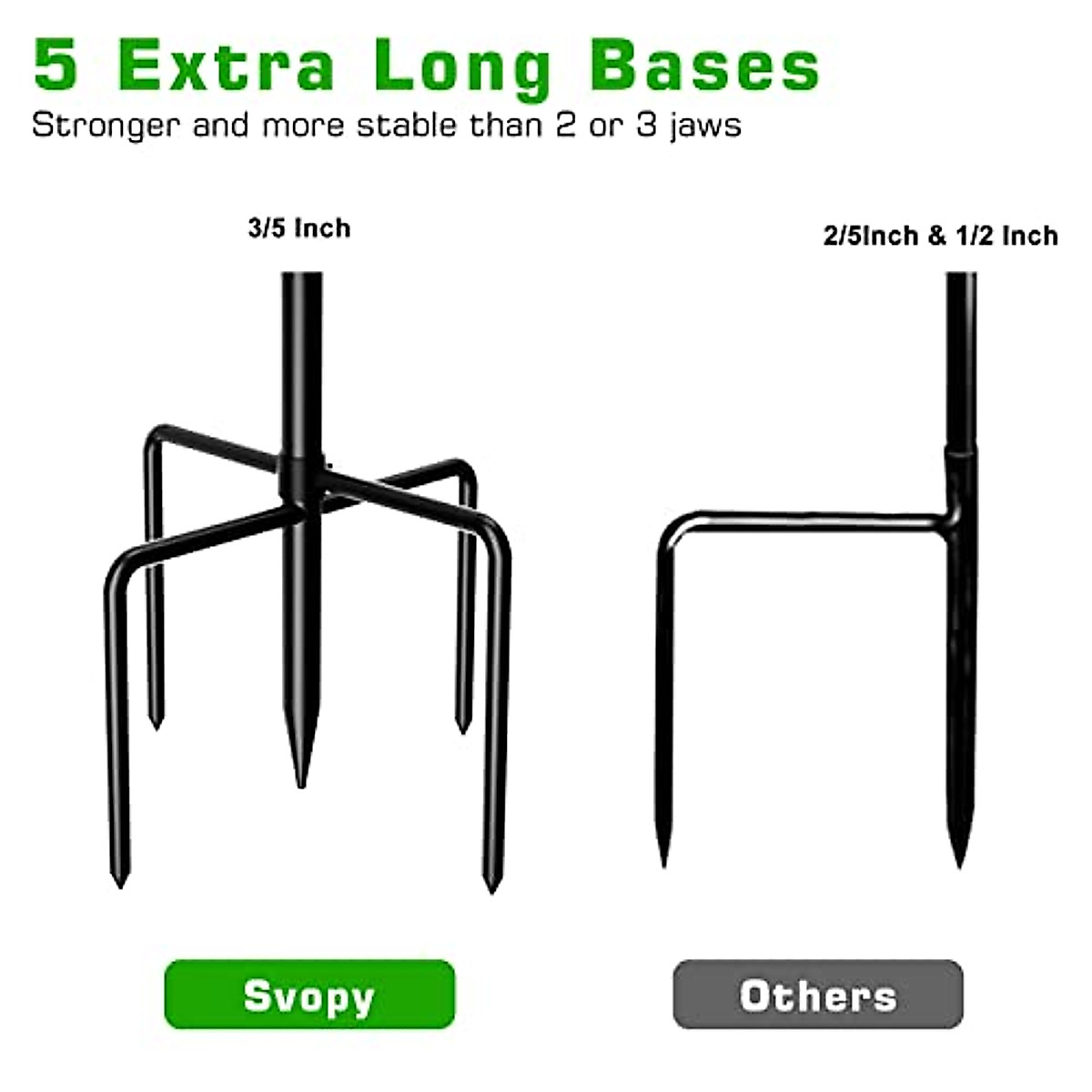 SVOPY 2Pack Double Shepherds Hooks for Outdoor 76 Inch Bird Feeder Pole with 5 Prongs Base, Adjustable Heavy Duty Garden Hook for Hanging Bird Feeder,Wedding Decor,Plant Baskets