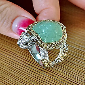 OIDIMS Cute Turtle Rings Cubic Zirconia Statement for Women Men Personalized Animal CZ Crystal Knuckle Middle Finger Band Fashion Jewelry Gifts Birthday Bff Christmas (7)