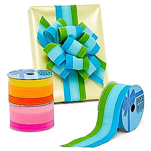 2 1/2" X 10 Yards Tri-Striped Velvet Wired Ribbon - Orange - Roll 1