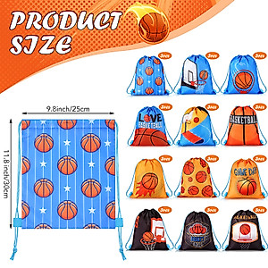 36 Pcs Basketball Party Favor Sports Drawstring Present Bags Basketball Goodie Bags Backpack Small Ball Gift Bags Gym String Bags for Kids Boys Girls Birthday Travel Storage Team Workout Gym 12 Styles