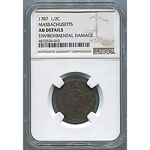 1787 See Pic Half Cent Massachusetts Colonial AU Details NGC