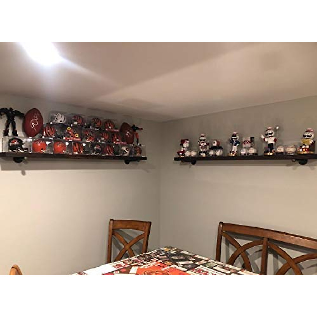 Industrial Black Iron Pipe Shelf Brackets –12 Inch Set of 6, Heavy Duty Rustic Floating Shelf Bracket, Clothing Rack, Coated Finish, Hardware Included