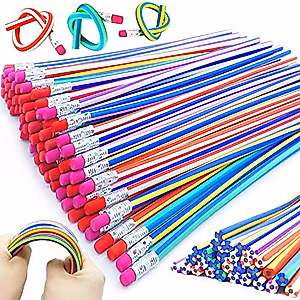Guuozzli 45 Pack Flexible Soft Pencil,7.1 Inch Magic Bend Pencils,Soft Novelty Pencil with Eraser for Kids Gift Students School Classroom Supplies