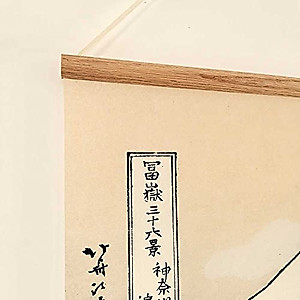 zhugege Japanese Traditional Art The Great Wave Off Kanagawa by Hokusai ,Hanging Poster with Wood Frames,Ready to Hang Decorative Wall 3 Piece Set (16''x32'' x 3)