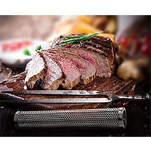 Pellet Smoker Tube Pipe Stainless Steel Smoking Tube for Cold/Hot Smoking Portable Smoke Generator for Outdoor Cooking BBQ (6“, Round)